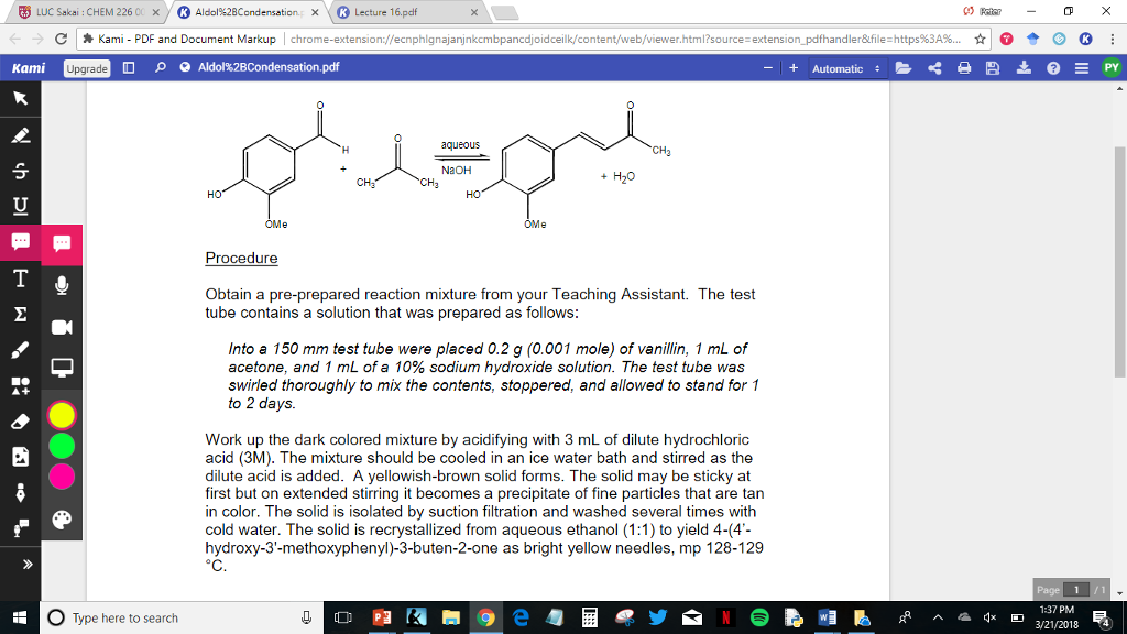 Solved E, LUC Sakai : CHEM 2260 x 0 Aldol%2BCondensation. × | Chegg.com