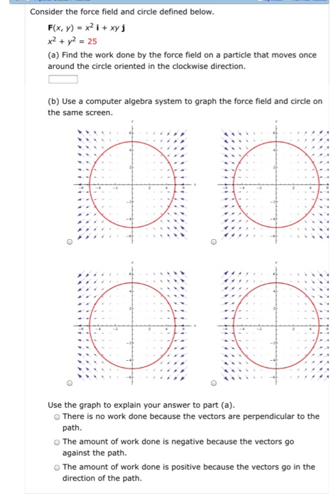 Solved Consider the force field and circle defined below. | Chegg.com