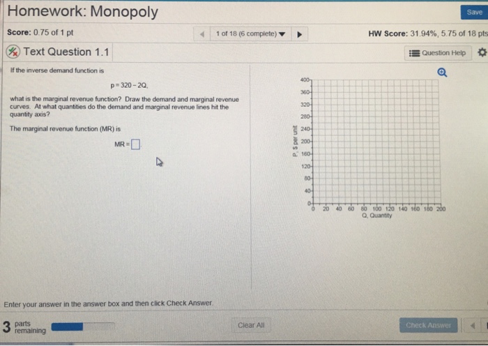 If the inverse demand function is p = 320 - 2Q. | Chegg.com