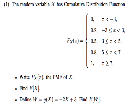 (1) The Random Variable X Has Cumulative Distribut... | Chegg.com