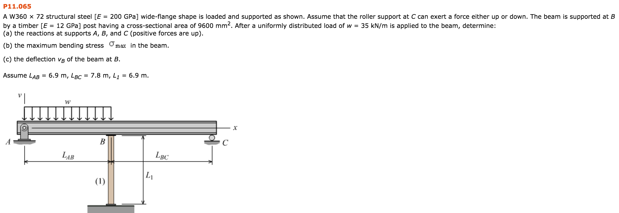 Solved: A W360 × 72 Structural Steel [E = 200 GPa] Wide-fl... | Chegg.com