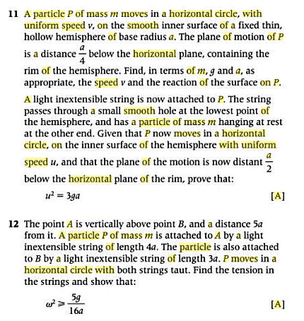 A particle P of mass m moves in a horizontal circle, | Chegg.com