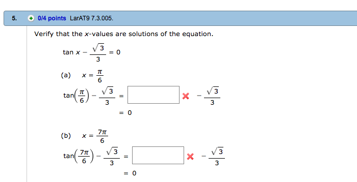 Solved Verify that the x -values are solutions of the | Chegg.com