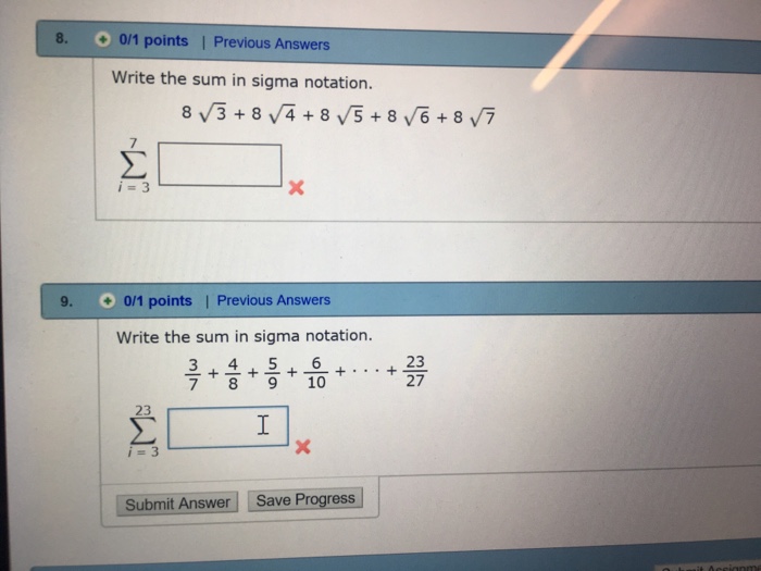 Solved Write the sum in sigma notation. 8 Squareroot 3 + 8 | Chegg.com