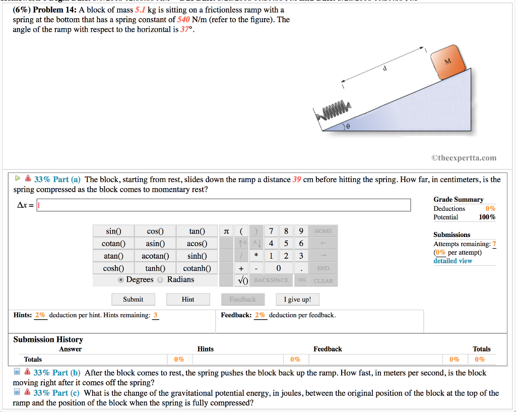 Solved: (6%) Problem 14: A Block Of Mass 5.1 Kg Is Sitting... | Chegg.com