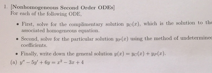 Solved 1 [nonhomogeneous Second Order Odes 1 [nonhomoge