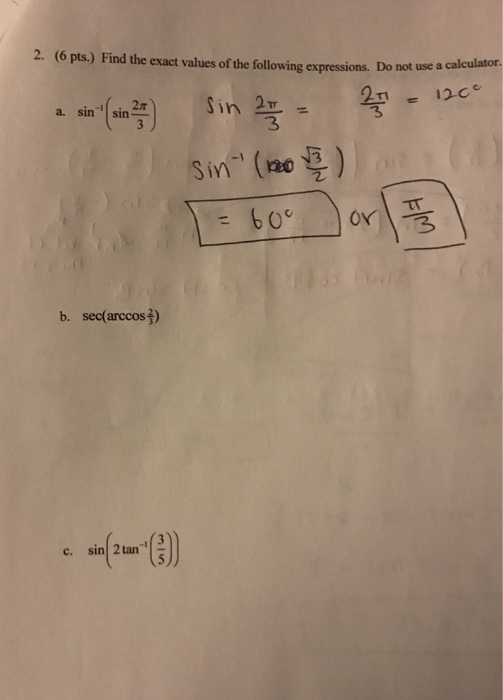 Solved Find the exact values of the following expressions. | Chegg.com