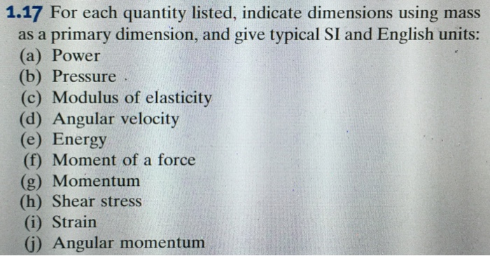 Solved For each quantity listed, indicate dimensions using | Chegg.com