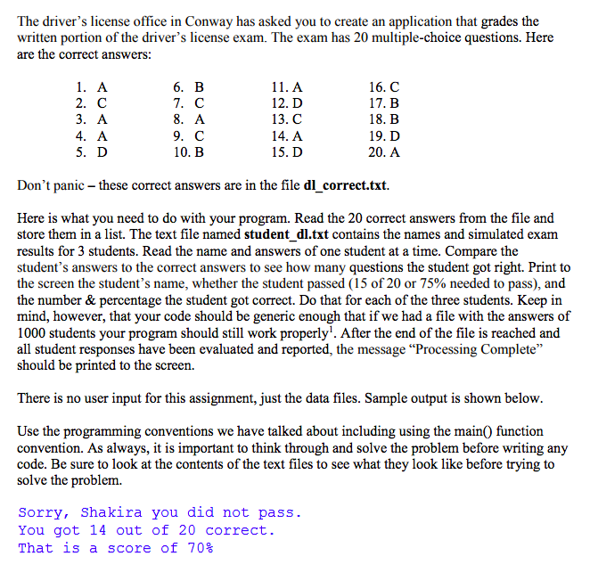 Solved: PYTHON HELP! Dl_correct.txt: A C A A D B C A C B A... | Chegg.com