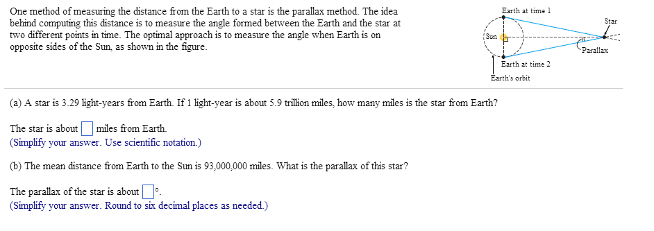 Solved One method of measuring the distance from the Earth | Chegg.com