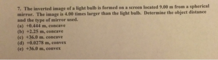Solved: The Inverted Image Of A Light Bulb Is Formed On A ... | Chegg.com
