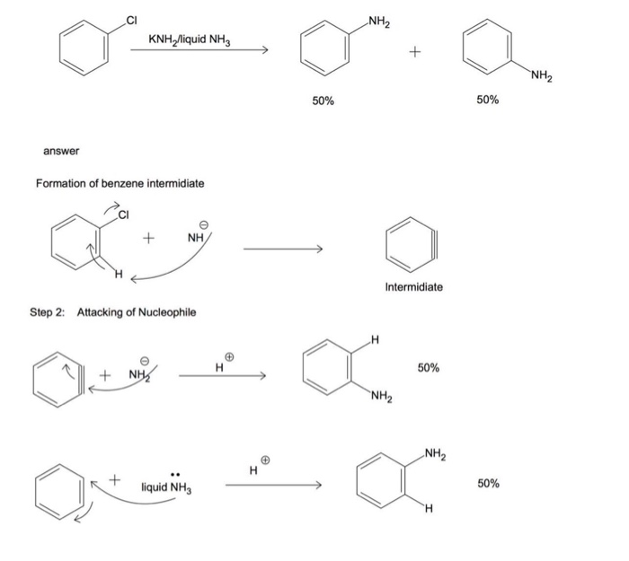Solved Cl NH2 KNH2Mliquid NH3 NH2 50% answer Formation of | Chegg.com
