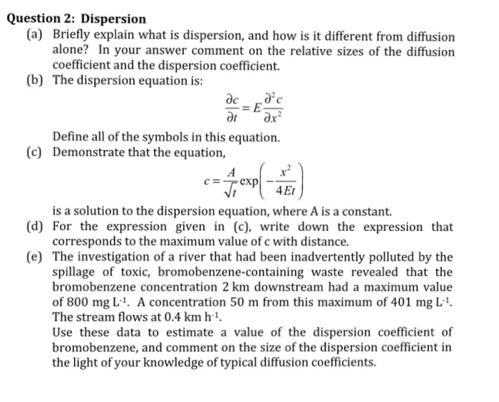Solved Briefly explain what is dispersion, and how is it | Chegg.com