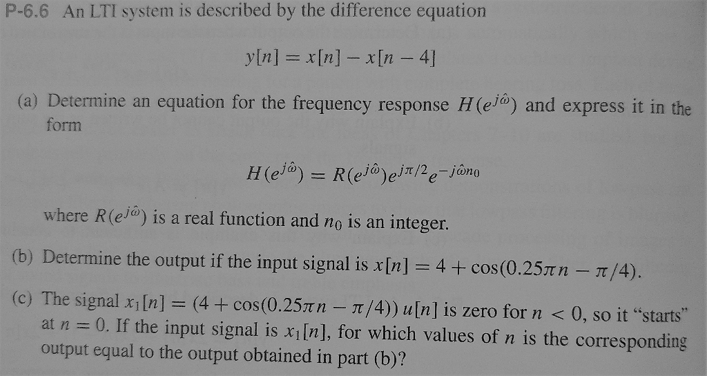 Solved An Lti System Is Described By The Difference Equation 