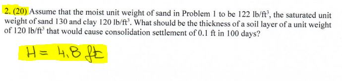 Solved 2. (20) Assume that the moist unit weight of sand in | Chegg.com