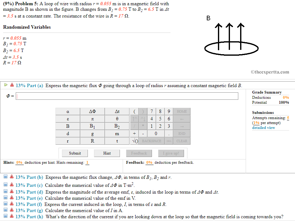 Solved: (996) Problem 5: A Loop Of Wire With Radius R= 0.0... | Chegg.com Solved: (996) Problem 5: A Loop Of Wire With Radius R= 0.0... | Chegg.com