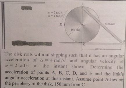 Solved The disk rolls without slipping such that it has an | Chegg.com