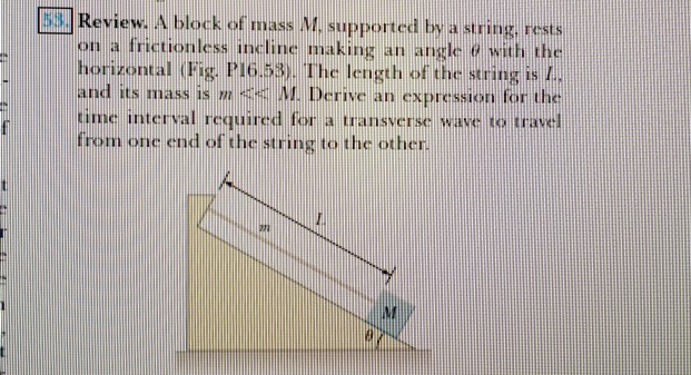 A block of mass M, supported by a string, rests on a | Chegg.com