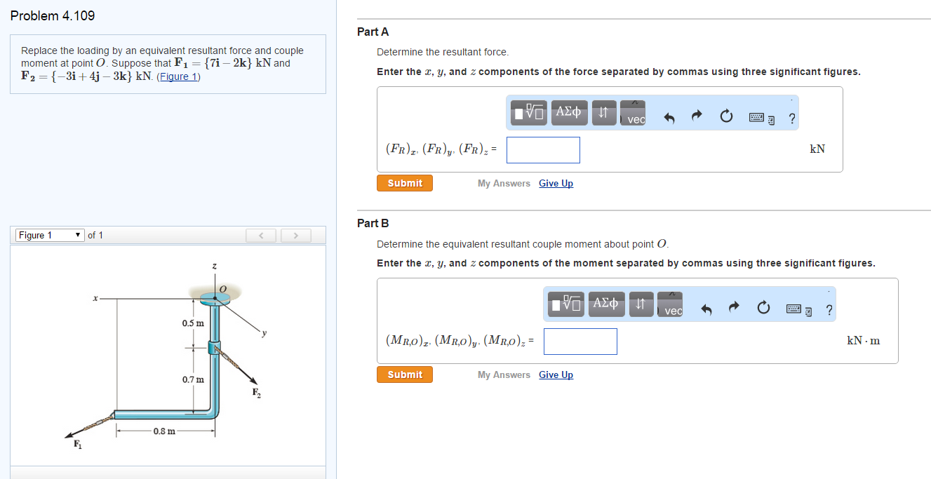 Solved Replace the loading by an equivalent resultant force | Chegg.com