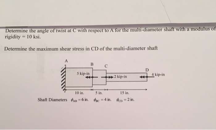 Solved: Determine Angle Of Twist At C With Respect To A. D... | Chegg.com Solved: Determine Angle Of Twist At C With Respect To A. D... | Chegg.com