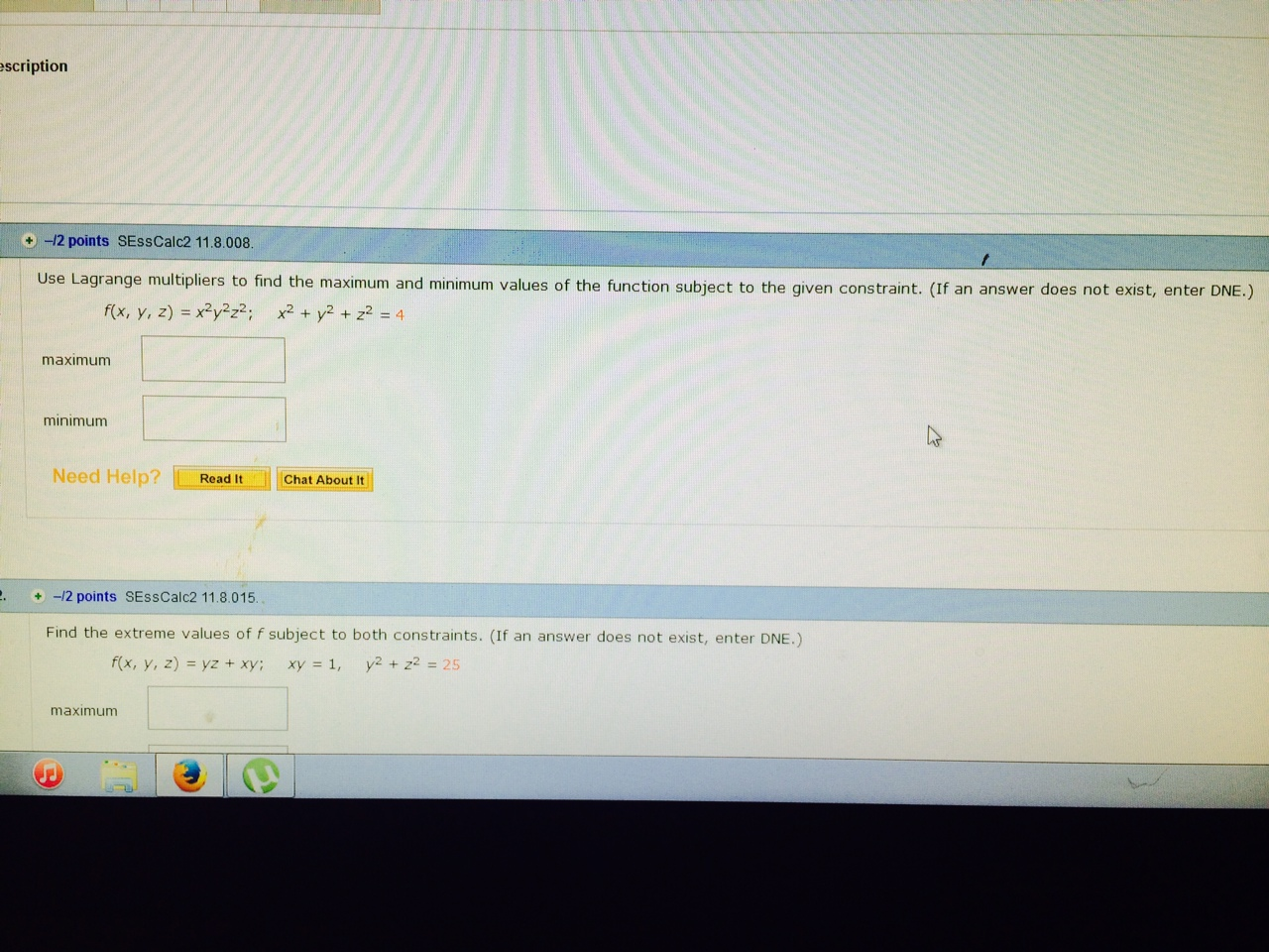 Solved Use Lagrange Multiplier To Find The Maximum And Mi