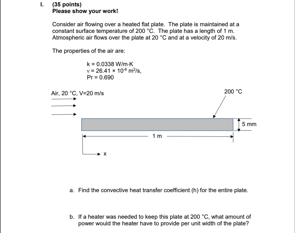 Solved I. (35 points) Please show your work! Consider air | Chegg.com