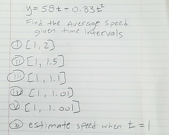 Solved find the average speed of given time intervals round | Chegg.com