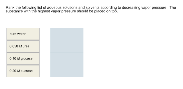 Solved: Rank The Following List Of Aqueous Solutions And S... | Chegg.com Solved: Rank The Following List Of Aqueous Solutions And S... | Chegg.com