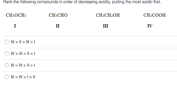 Solved Rank the following compounds in order of decreasing | Chegg.com