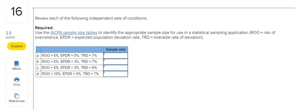 Solved: AICPA Sample Size Tables EXHIBIT FA.1 Sample Size ... | Chegg.com