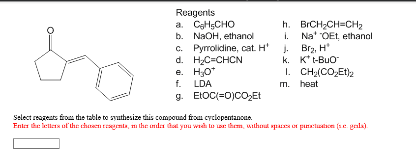 Solved Select reagents from the table to synthesize this | Chegg.com