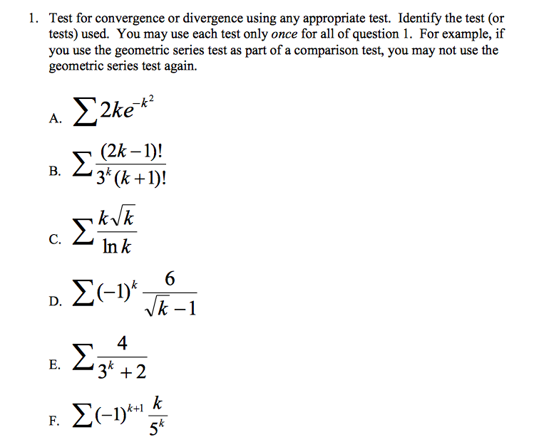 Solved Test for convergence or divergence using any | Chegg.com