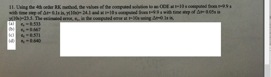 Solved Using the 4th order RK method, the values of the | Chegg.com