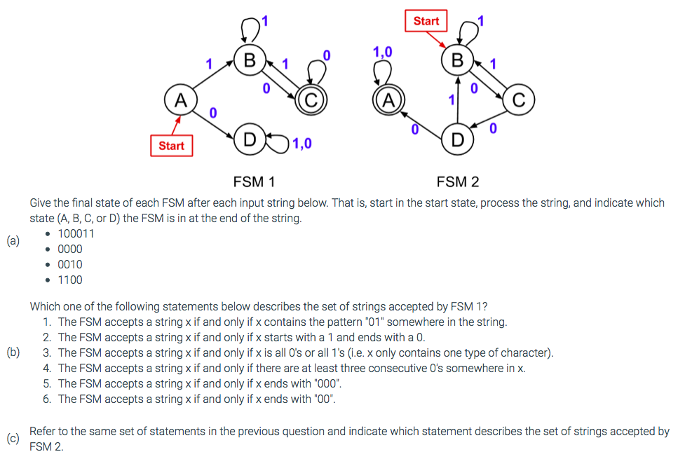 Solved: Start 1,0 D 1,0 Start FSM 1 FSM 2 Give The Final S... | Chegg.com