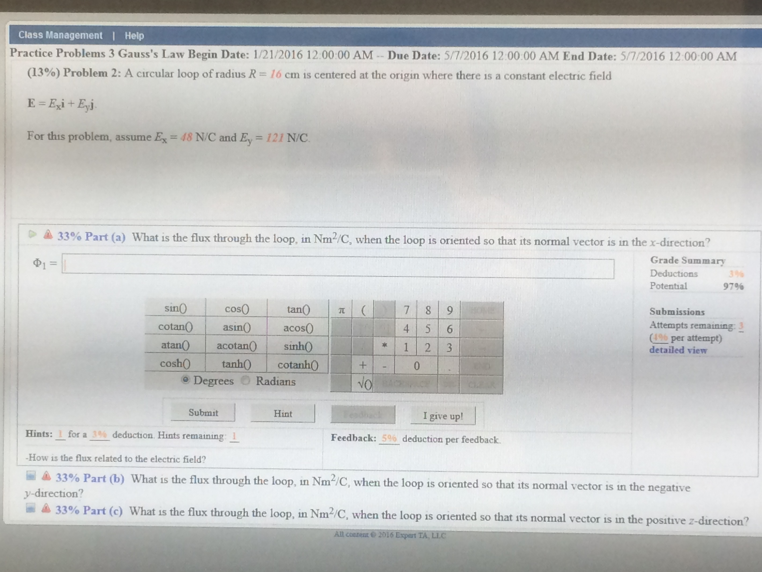Solved: Class Management | Help Practice Problems 3 Gauss'... | Chegg.com