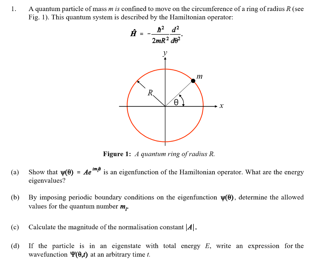 Solved: 1.A Quantum Particle Of Mass M Is Confined To Move... | Chegg.com