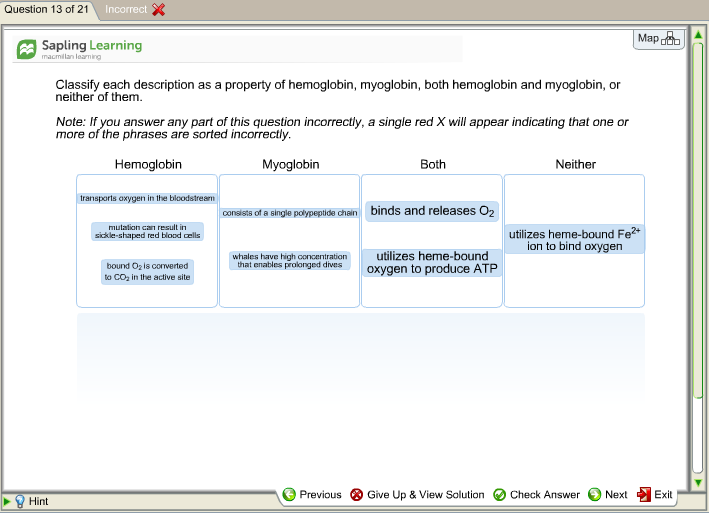 Solved: Question 13 Of 21 Map Sapling Learning Classify Ea... | Chegg.com