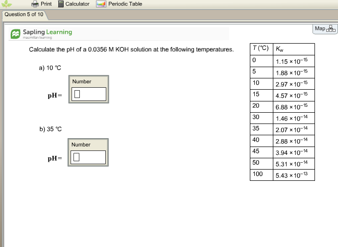 Solved: Calculate The PH Of A 0.0356 M KOH Solution At The... | Chegg.com