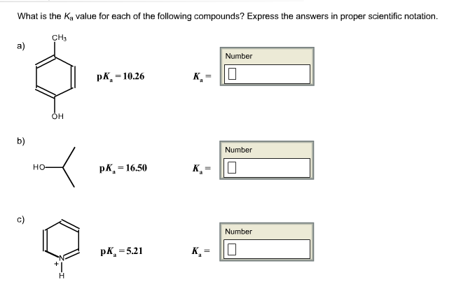 Solved What is the Ka value for each of the following | Chegg.com
