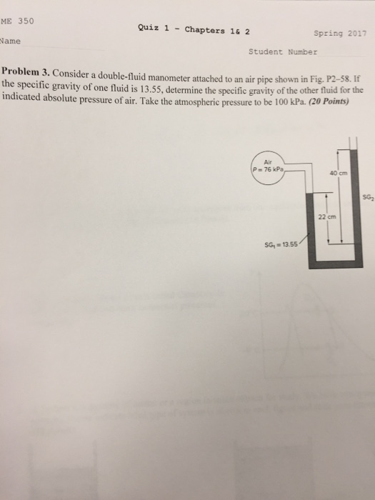 Solved: Consider A Double-fluid Manometer Attached To An A... | Chegg.com