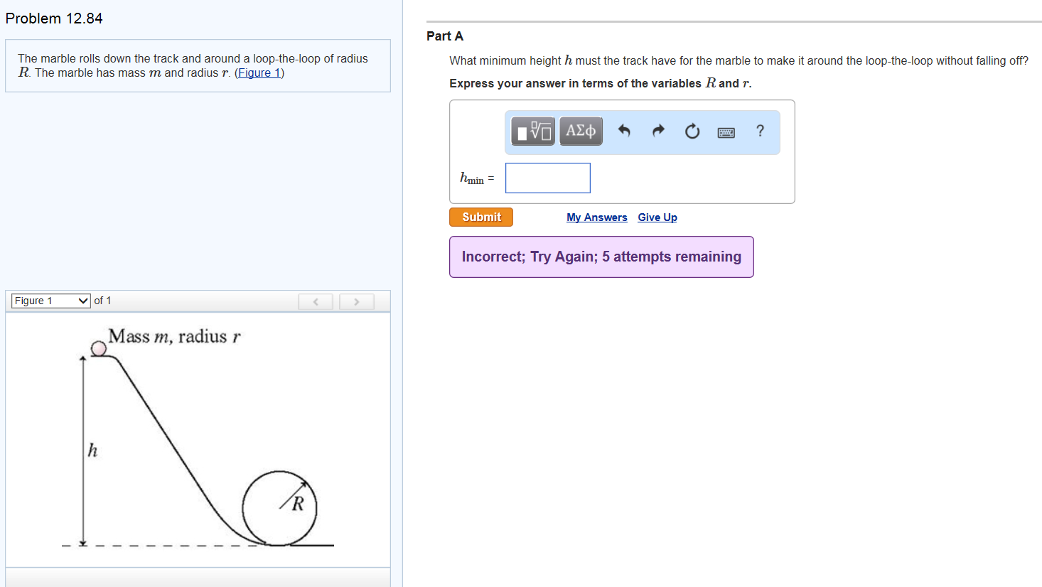 Solved The marble rolls down the track and around a | Chegg.com