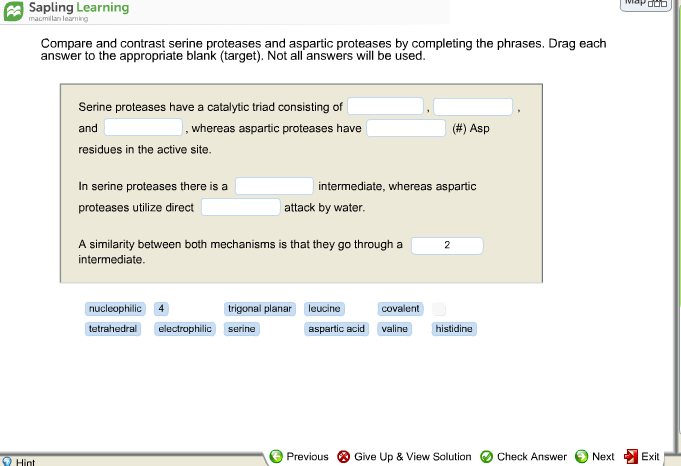 Solved: Sapling Learning Compare And Contrast Serine Prote... | Chegg.com