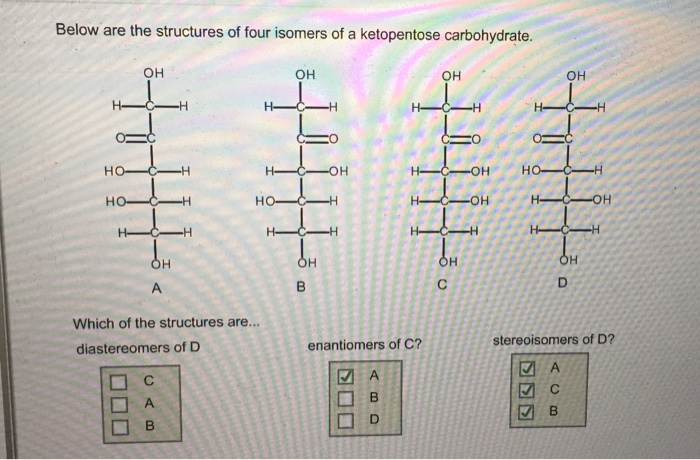 Solved: Below Are The Structures Of Four Isomers Of A Keto... | Chegg.com