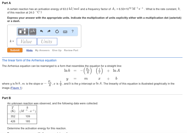 Solved A Certain Reaction Has An Activation Energy Of 63 0