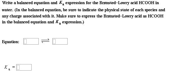 Solved Write a balanced equation and Ka expression for the | Chegg.com
