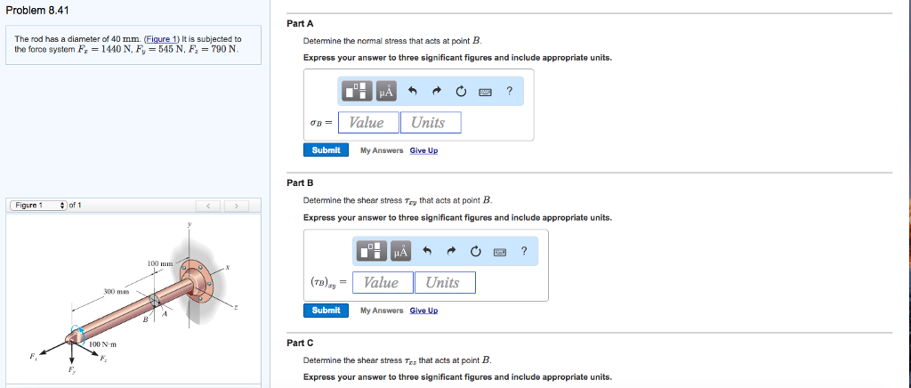 Solved Problem 8.41 Part A The rod has a diameter of 40 mm. | Chegg.com