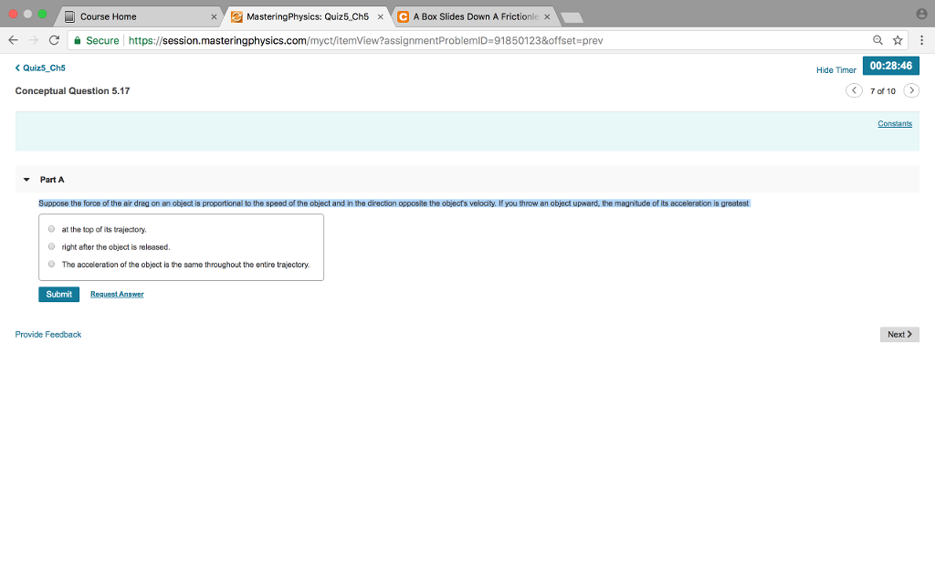 Solved: Course Home Y E MasteringPhysics: Quiz5 Ch5 A Box ... | Chegg.com