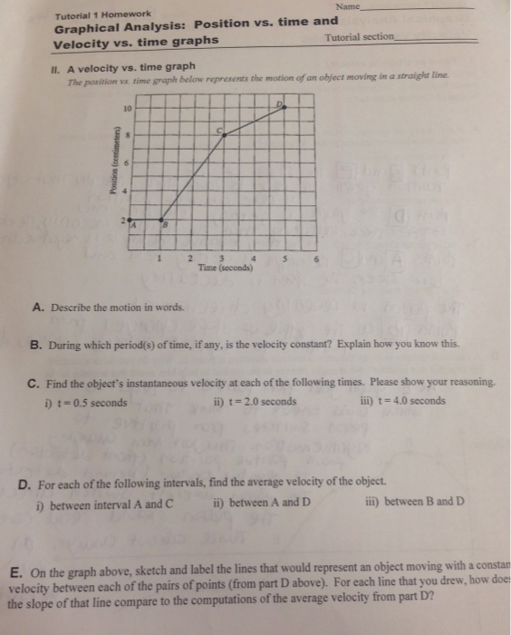 Solved Graphical Analysis: Position vs. time and Velocity | Chegg.com