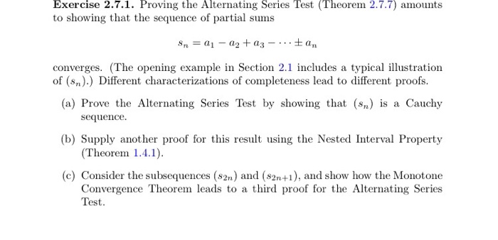 Solved: Proving The Alternating Series Test (Theorem 2.7.7... | Chegg.com