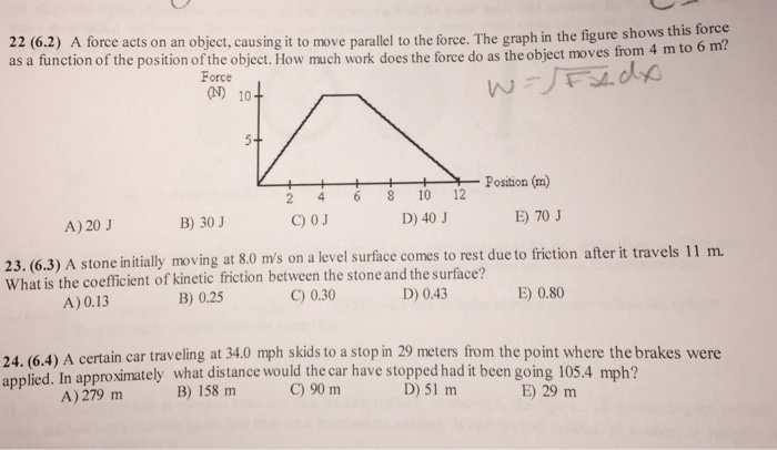 Solved A Force Acts On An Object Causing It To Move Para